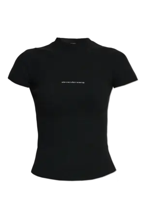 Alexander Wang Logo Ribbed Top - Black
