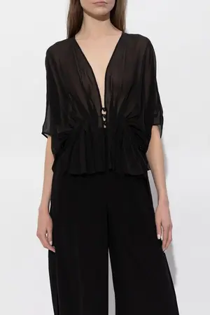 Max Mara Silk Ombrosa Top - Black