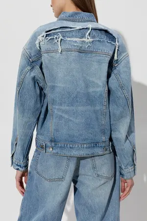 Alexander Wang Denim Jacket With Distressed Detail - Blue