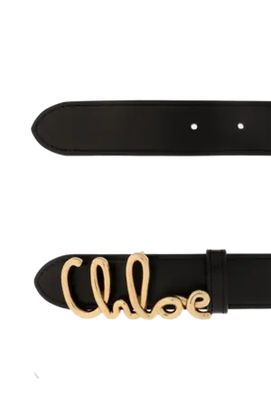Chloé Leather Belt With Gold-tone Buckle - Black
