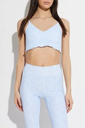 LoveShackFancy Erza Short Sports Top - Light Blue