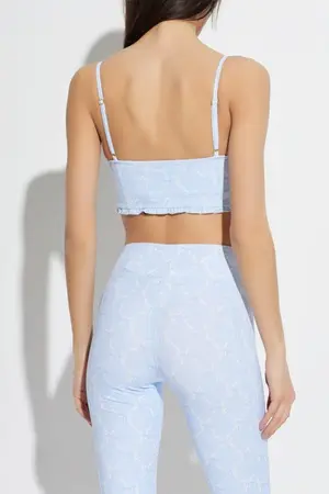 LoveShackFancy Erza Short Sports Top - Light Blue