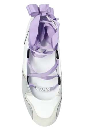 Moschino Leather Ankle-tie Ballerinas - Silver