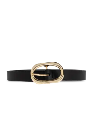 ANINE BING Leather Belt With Gold-toned Buckle - Black