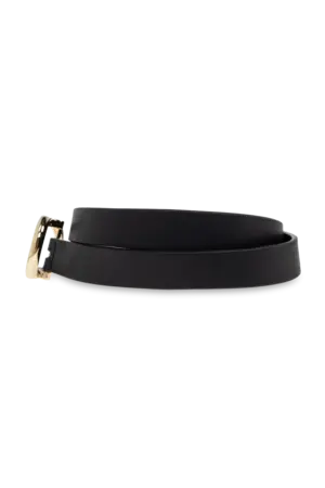 ANINE BING Leather Belt With Gold-toned Buckle - Black