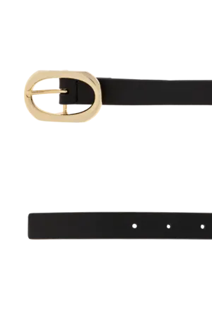 ANINE BING Leather Belt With Gold-toned Buckle - Black
