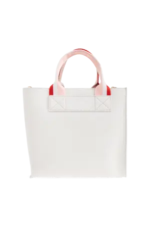 Furla Small Leather Handbag With Pastel Pink Handles - Grey