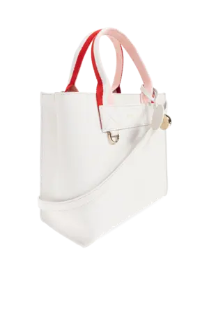 Furla Small Leather Handbag With Pastel Pink Handles - Grey