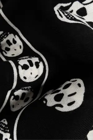 Alexander McQueen Wool Scarf With Skull Motif - Black