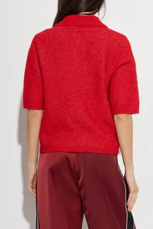 GESTUZ Collared Knit Sweater - Red