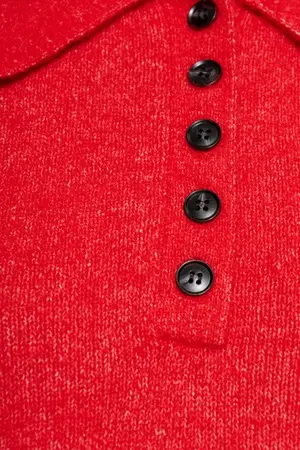 GESTUZ Collared Knit Sweater - Red