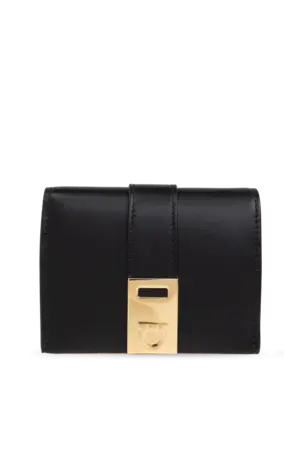 FERRAGAMO Leather Wallet With Logo - Black