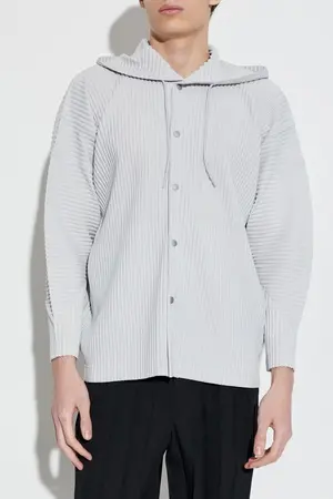 Issey Miyake Pleated Hooded Jacket - Grey