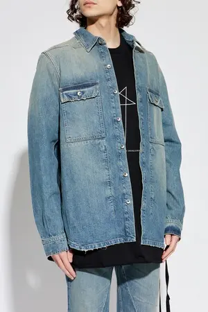 Rick Owens Denim Jacket With Pockets - Blue