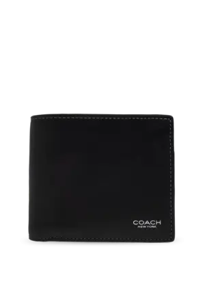 COACH Leather Wallet With Logo - Black
