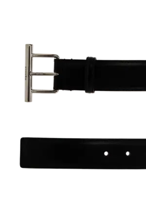 Alexander McQueen Leather Belt With Silver Buckle - Black
