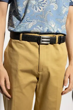 Etro Reversible Leather And Canvas Belt - Brown
