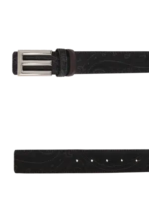Etro Reversible Leather And Canvas Belt - Brown