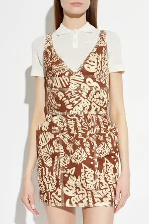 Dsquared2 Printed Denim Mini Dress With Pockets