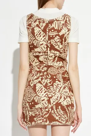 Dsquared2 Printed Denim Mini Dress With Pockets