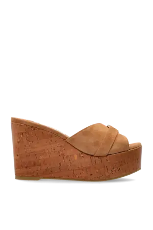 JIMMY CHOO Leda Wedge 100 Mules Brown