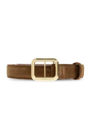 Lié Studio Suede Belt With Gold-tone Buckle - Brown