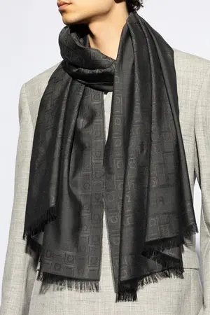 FERRAGAMO Scarf With Monogram - Grey