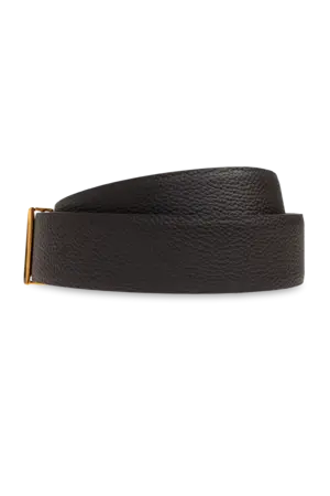 TOM FORD Reversible Leather Belt With Gold-toned Buckle - Black