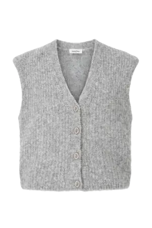 American Vintage V-neck Knit Vest - Grey