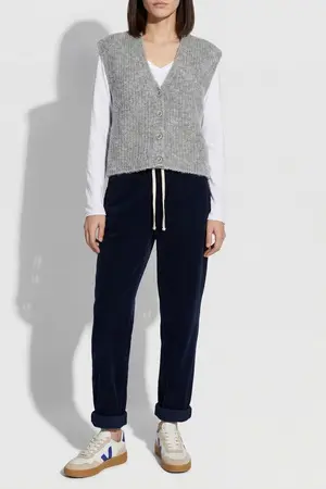 American Vintage V-neck Knit Vest - Grey