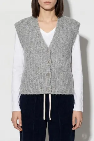 American Vintage V-neck Knit Vest - Grey