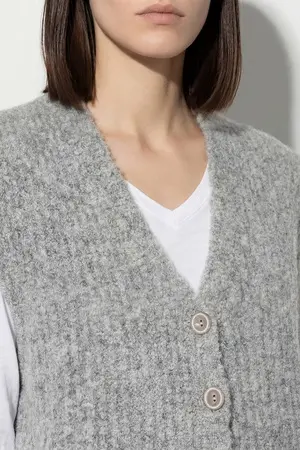 American Vintage V-neck Knit Vest - Grey