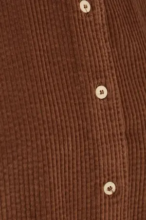 American Vintage Corduroy Boxy Shirt - Brown