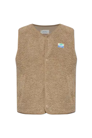 American Vintage Fleece Vest With Logo Patch - Brown