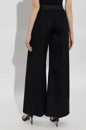 Alaïa Wool Palazzo Trousers With Leather Belt