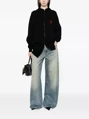 Balenciaga Logo-embroidered Cable-knit Hoodie