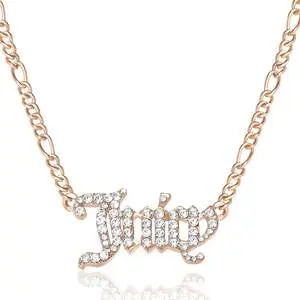 Juicy Couture Script Crystal Chain Necklace - Goldtone