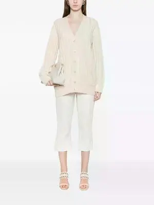 Fendi Ribbed Knit Cardigan - Neutrals