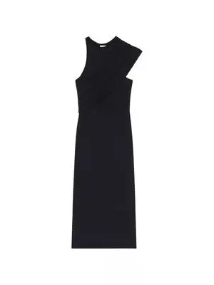 COURREGES Courrèges Draped Asymmetric Midi Dress Black