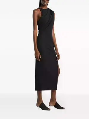 COURREGES Draped Asymmetric Midi Dress - Black