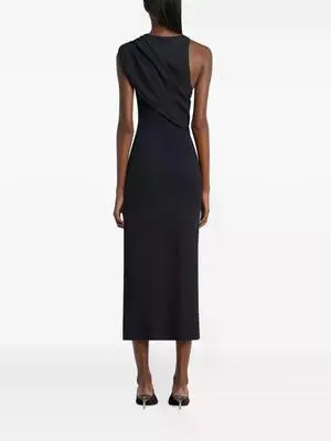 COURREGES Draped Asymmetric Midi Dress - Black