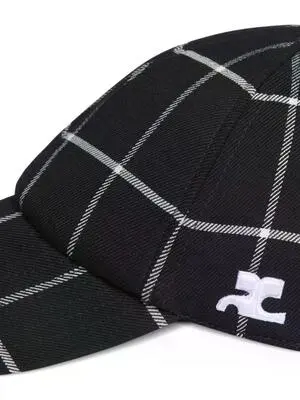 COURREGES Signature Check Cap - Black