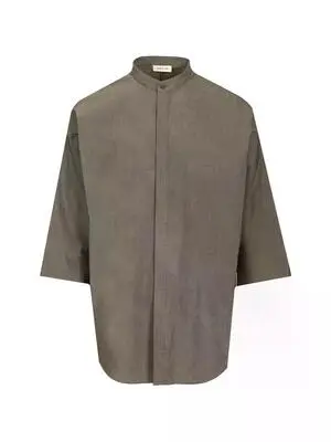 Fear Of God Cotton Wool Oxford Mandarin Relaxed Short-sleeve Shirt - Grey