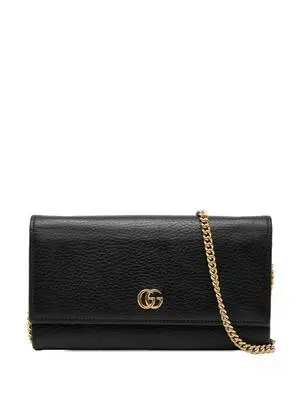 Gucci 2016-2025 Gg Marmont Leather Wallet On Chain Crossbody Bag - Black