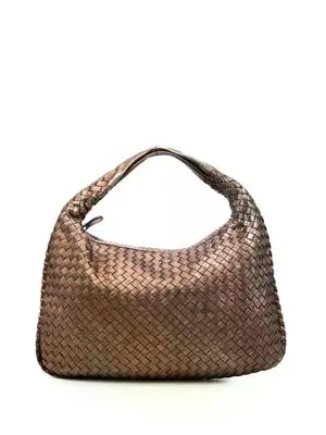 Bottega Veneta Small Metallic Nappa Intrecciato Veneta Hobo Bag - Brown