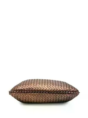 Bottega Veneta Small Metallic Nappa Intrecciato Veneta Hobo Bag - Brown