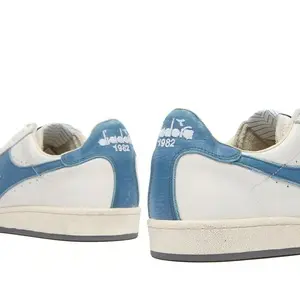DIADORA Prestige Laminated Leather Sneakers - White/blue Shadow