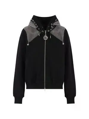 CHOPOVA LOWENA Zip-up Embellished Hoodie - Black