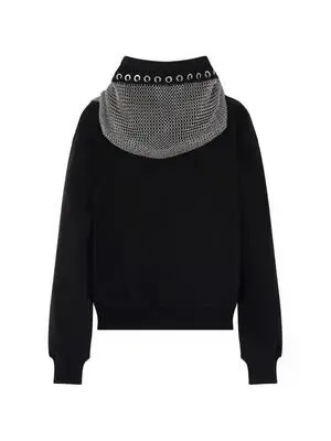 CHOPOVA LOWENA Zip-up Embellished Hoodie - Black