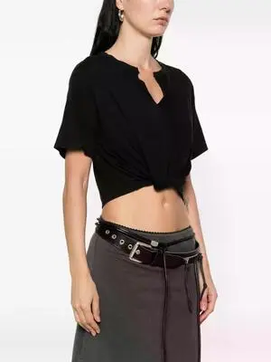 R13 V-neck Twist T-shirt - Black